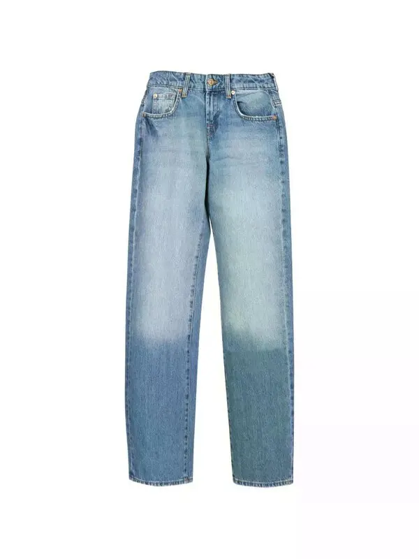 7 For All Mankind Low Straight Distressed Jeans - Blue