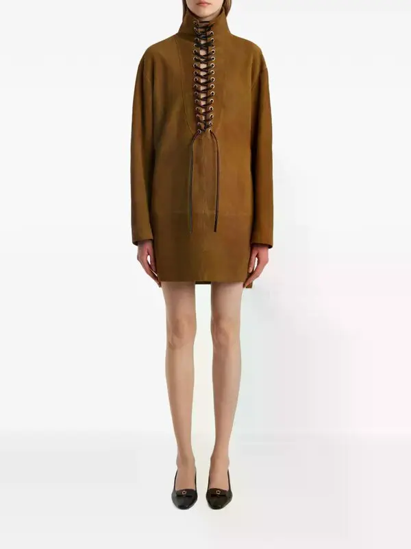 Khaite Suede Lace-up Dress - Brown