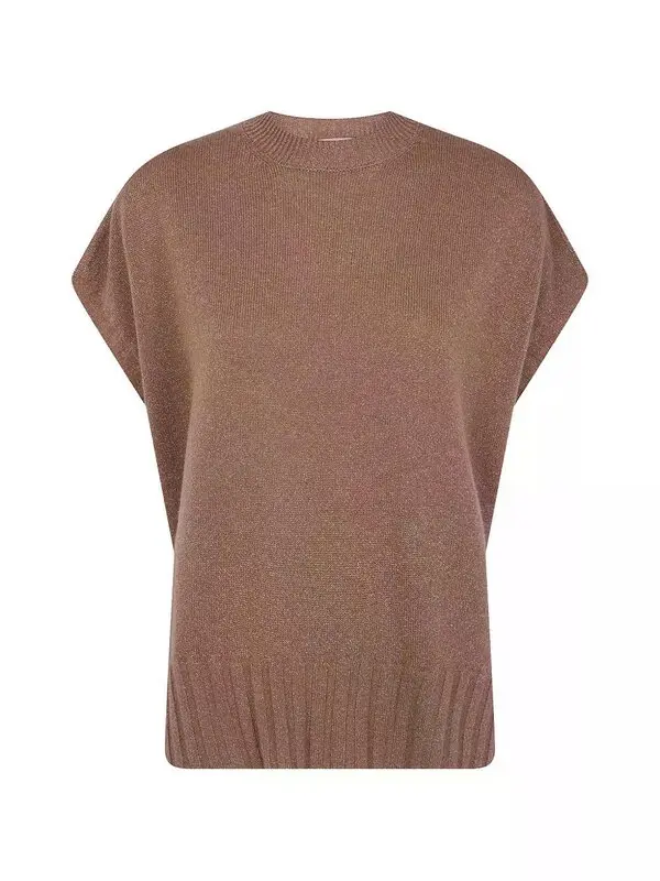 TWINSET Lurex-knit Sleeveless Sweater - Brown