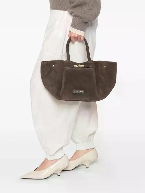 ADRIANNA FERETTI Suede Logo-patch Tote Bag