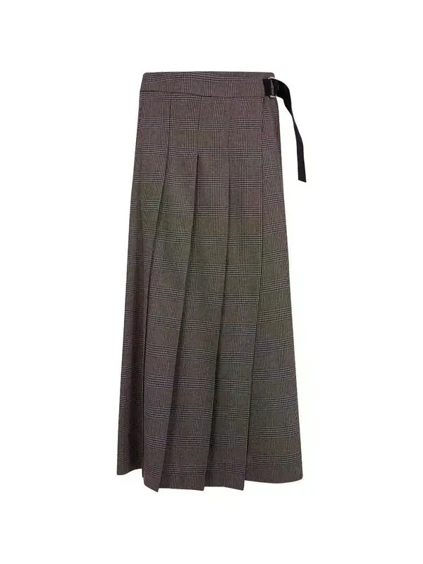 P.a.r.o.s.h Pleated Prince Of Wales Check Midi Skirt - Brown
