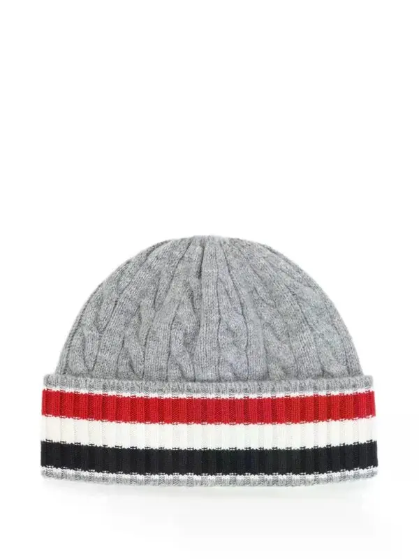 Thom Browne Cable-knit Striped Beanie Hat