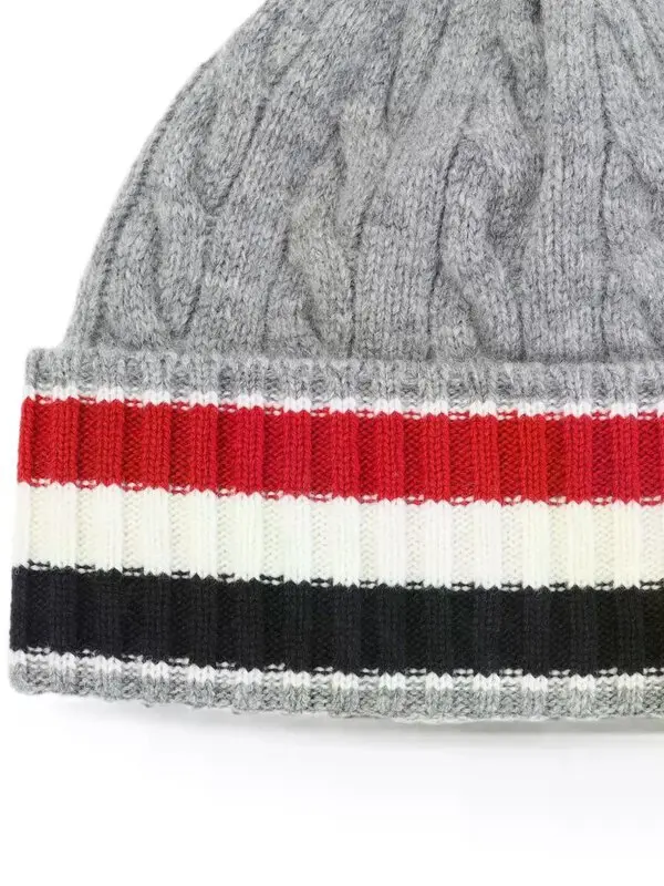 Thom Browne Cable-knit Striped Beanie Hat
