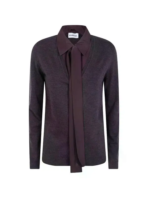 P.a.r.o.s.h Pussy-bow Layered-effect Sweater - Brown
