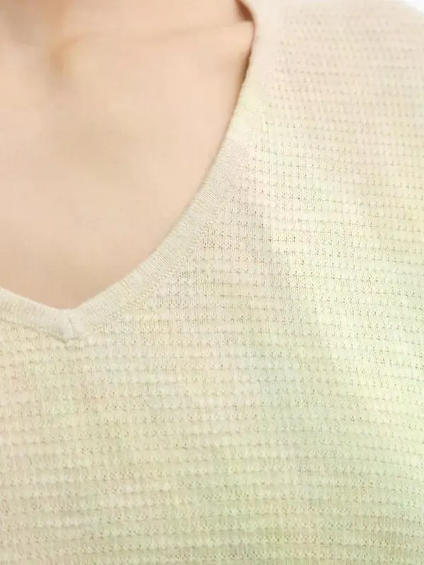 BENETTON Waffle-knit V-neck Top