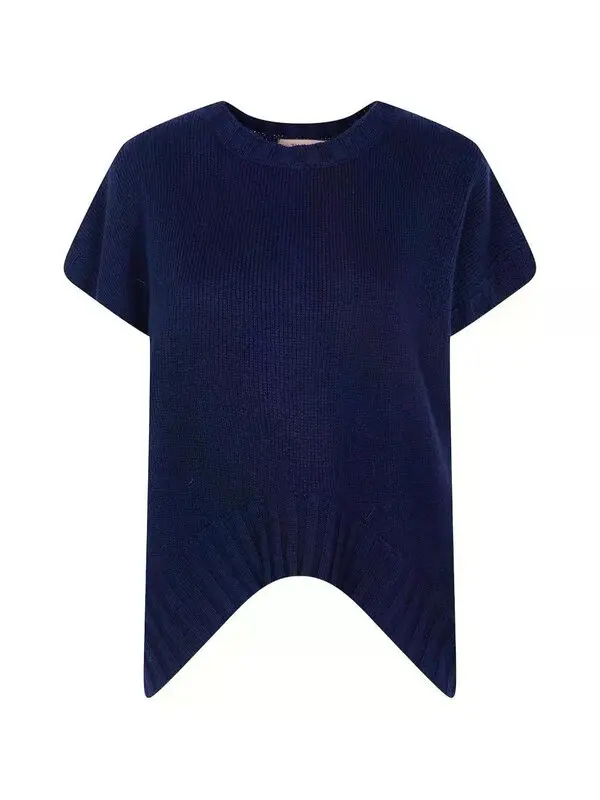 TWINSET Ribbed-knit Curved-hem Sweater - Blue