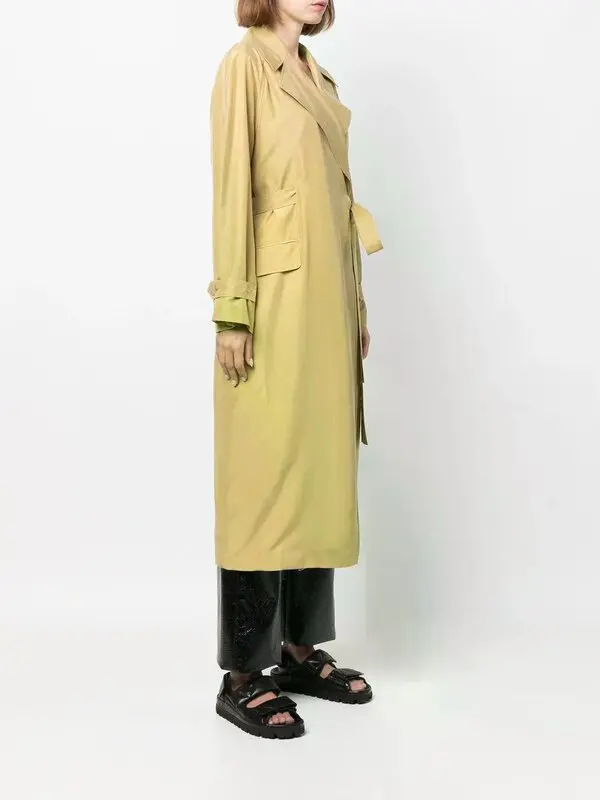 Alberta Ferretti Wrap-over Silk Trench Coat - Neutrals