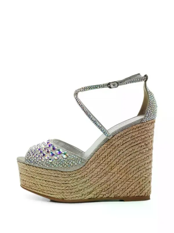 LE SILLA Crystal-embellished Espadrille Wedge Sandals - Silver