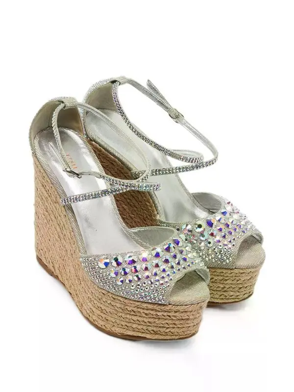LE SILLA Crystal-embellished Espadrille Wedge Sandals