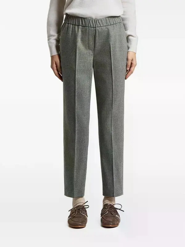 Peserico Elasticated-waist Pressed-crease Trousers - Grey