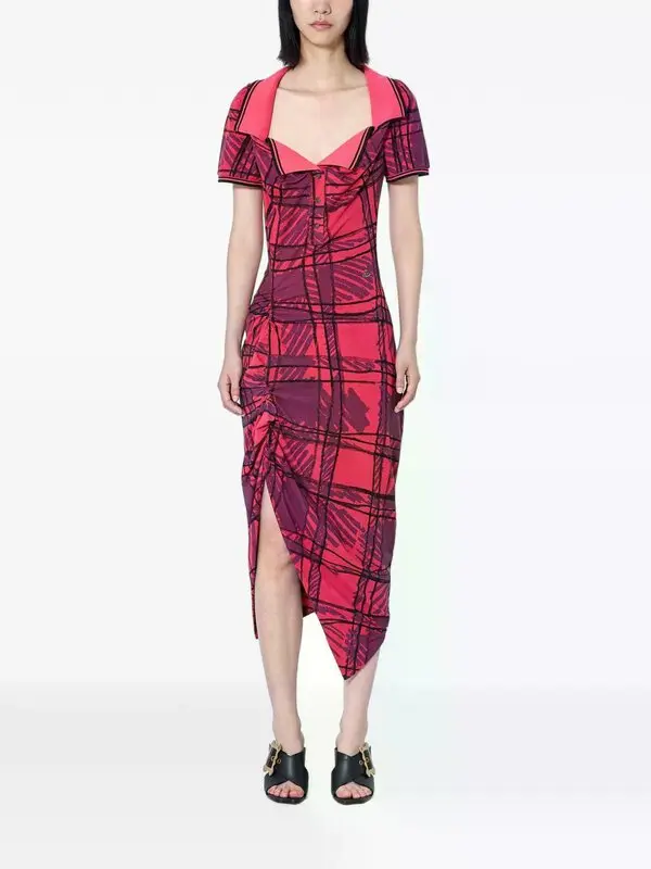 VIVIENNE WESTWOOD Ruched Asymmetric Midi Dress - Red