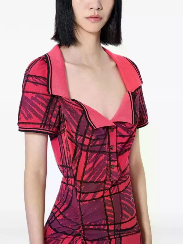 VIVIENNE WESTWOOD Ruched Asymmetric Midi Dress - Red