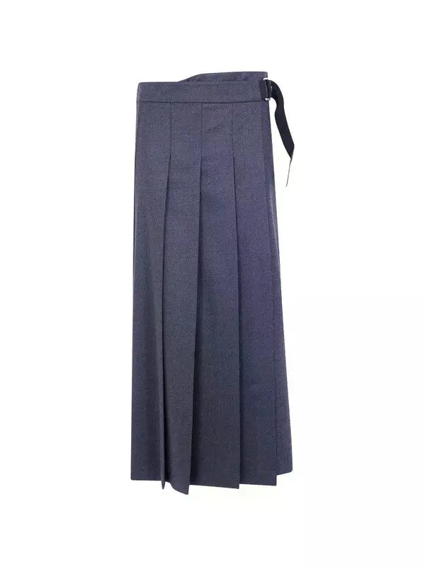 P.a.r.o.s.h Pleated Buckle-fastening Midi Skirt - Grey