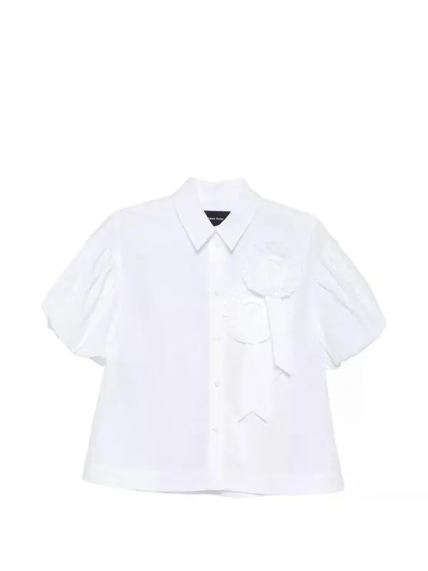 Simone Rocha Rosette-embellishment Puff-sleeve Shirt - Black
