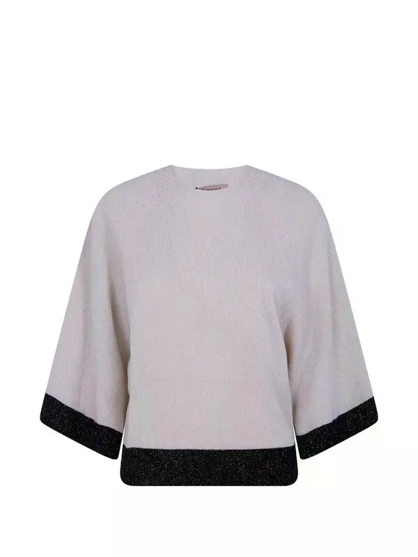 TWINSET Lurex-knit Raglan-sleeve Sweater - Neutrals