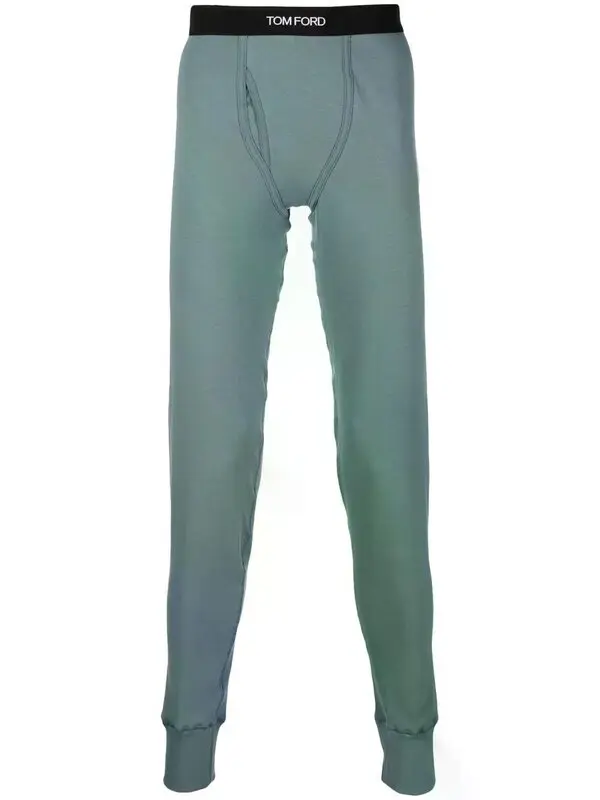 TOM FORD Logo-waistband Cotton Lounge Pants - Blue