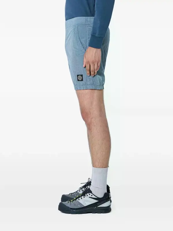 Stone Island Logo-patch Elasticated-waistband Shorts - Blue