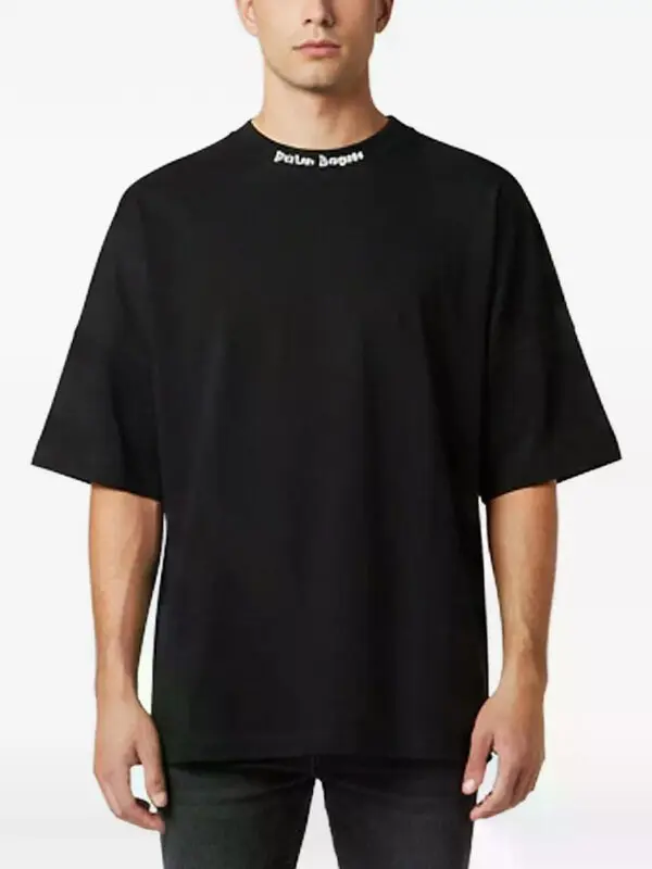 Palm Angels Logo-print Jersey T-shirt - Black