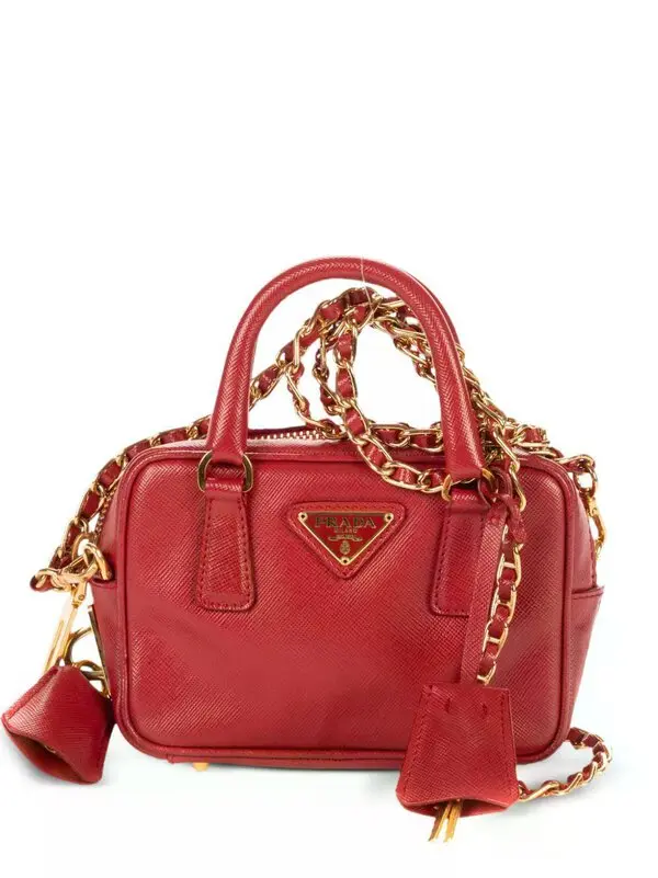 Prada Saffiano Leather Shoulder Bag - Red