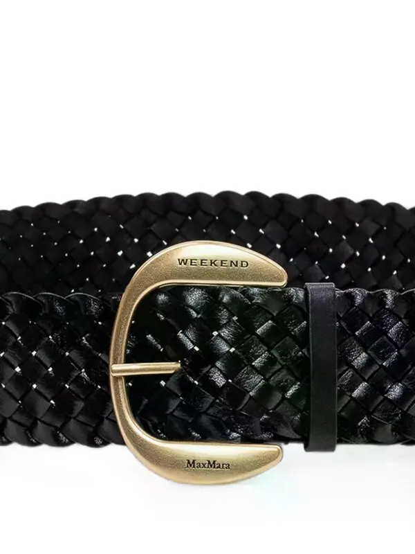Max Mara Woven Leather Belt - Black