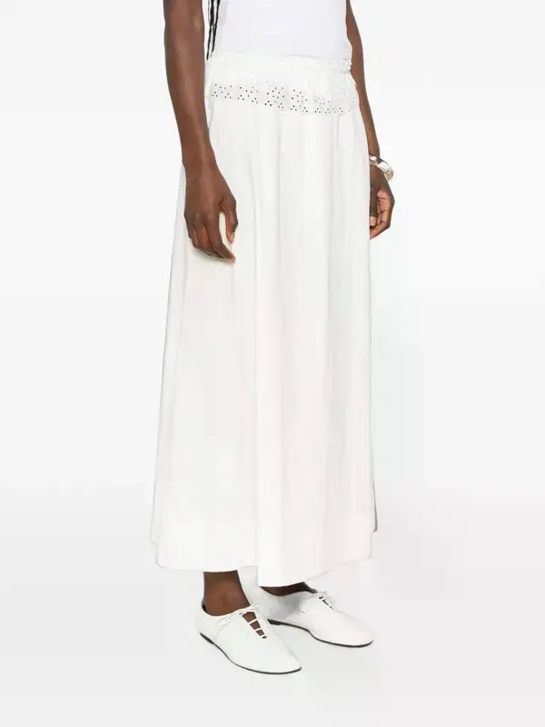 Posse Harriet Eyelet-embroidered Long Skirt - White