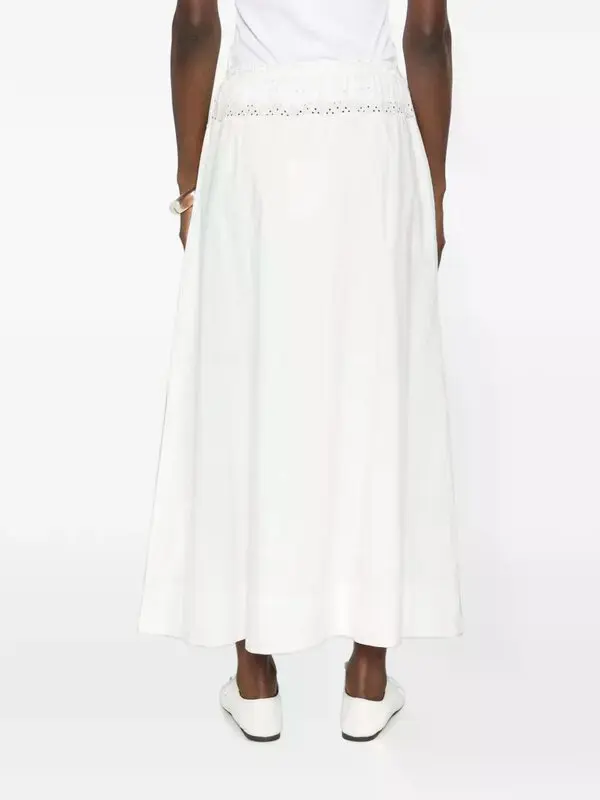 Posse Harriet Eyelet-embroidered Long Skirt - White