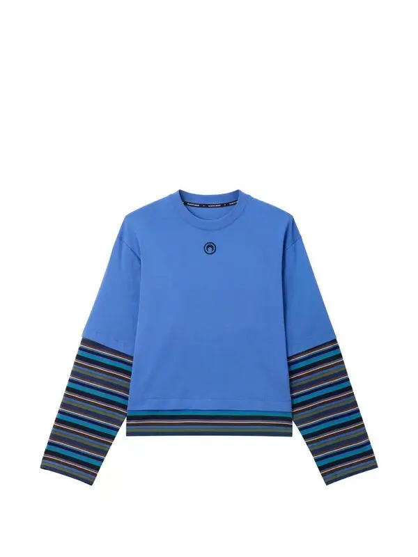 MARINE SERRE Layered-sleeve Moon-patch T-shirt - Blue