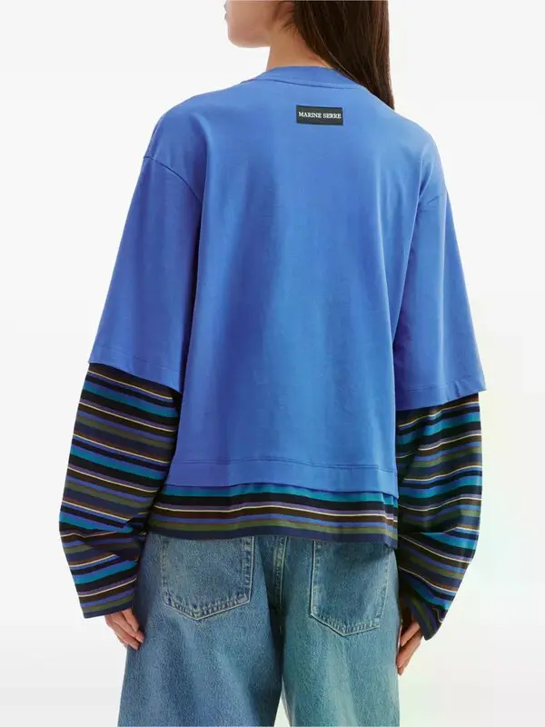 MARINE SERRE Layered-sleeve Moon-patch T-shirt