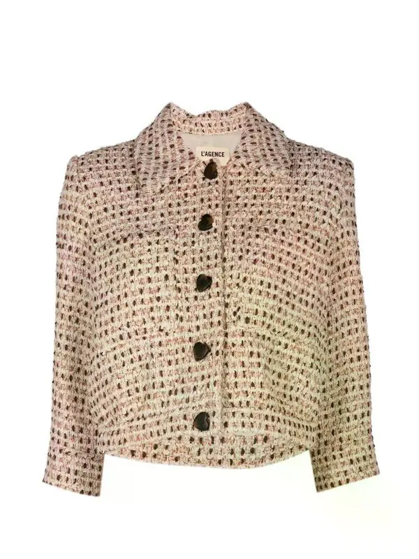 L'Agence Jia Cropped Tweed Jacket - Neutrals