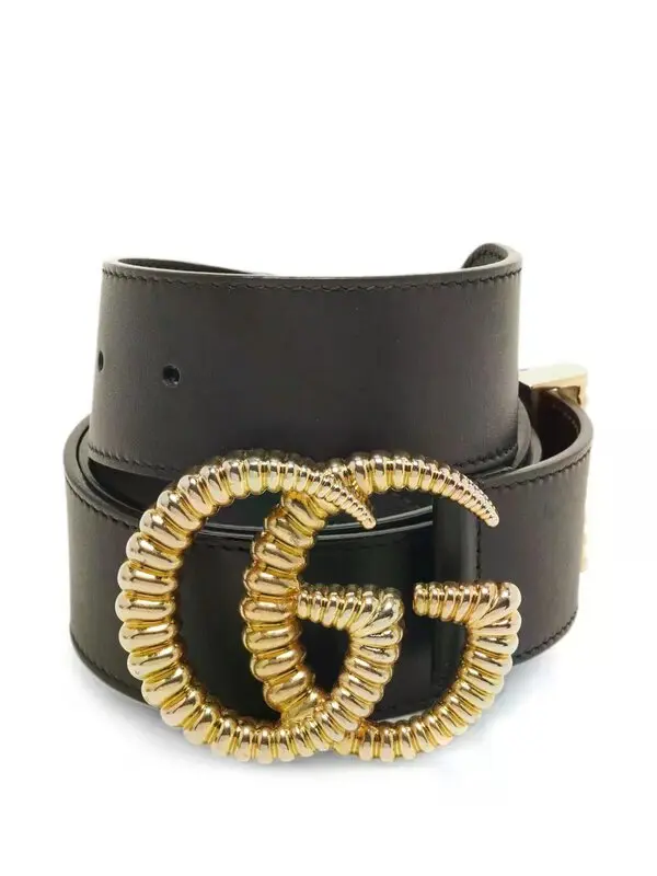 Gucci Gg Marmont Torchon Leather Belt - Black