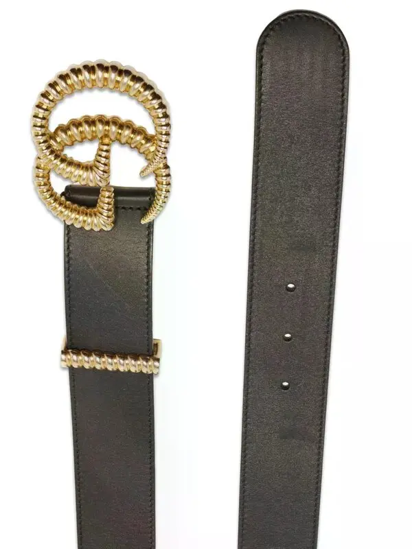 Gucci Gg Marmont Torchon Leather Belt - Black