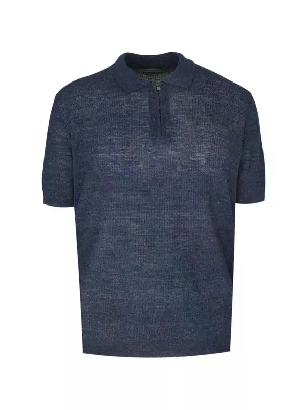 Corneliani Zip-fastening Knitted Polo Shirt - Blue