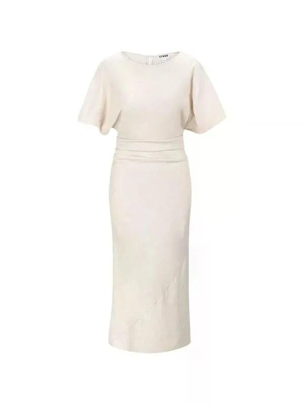 Staud Amelie Ruched-waist Dress - Neutrals