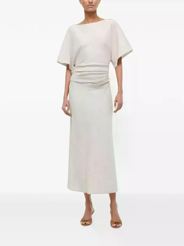Staud Amelie Ruched-waist Dress - Neutrals