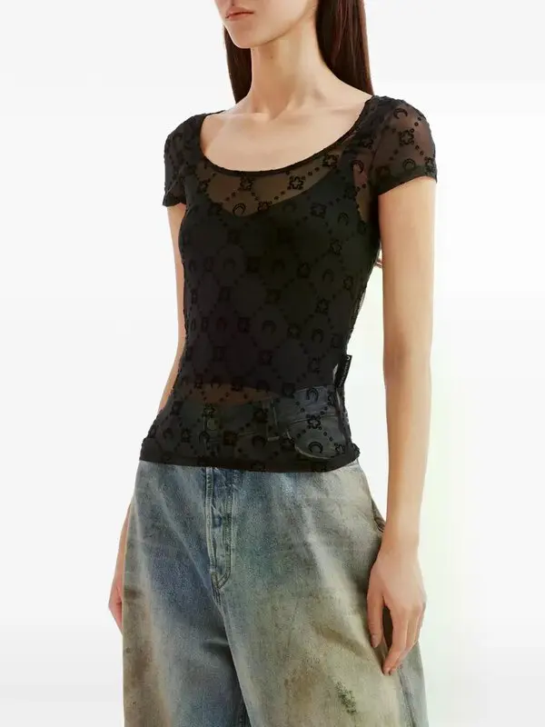 MARINE SERRE Moon Diamant Mesh T-shirt - Black