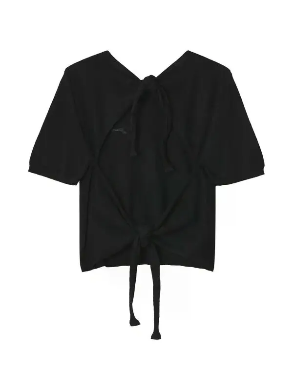 GANNI Cut-out Tie-fastening Sweater - Black