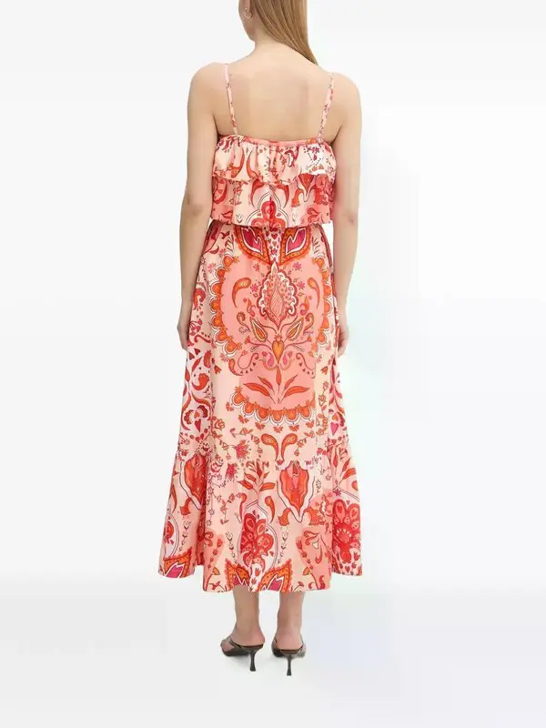 GAUDI Paisley-print Ruffled Midi Dress