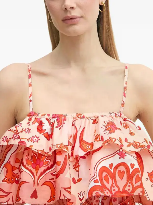 GAUDI Paisley-print Ruffled Midi Dress
