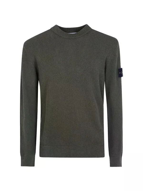 Stone Island Ribbed-knit Logo-patch Sweater - Green