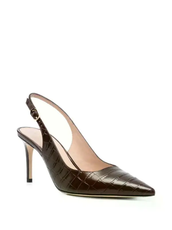 STUART WEITZMAN Croc-effect Slingback Pumps