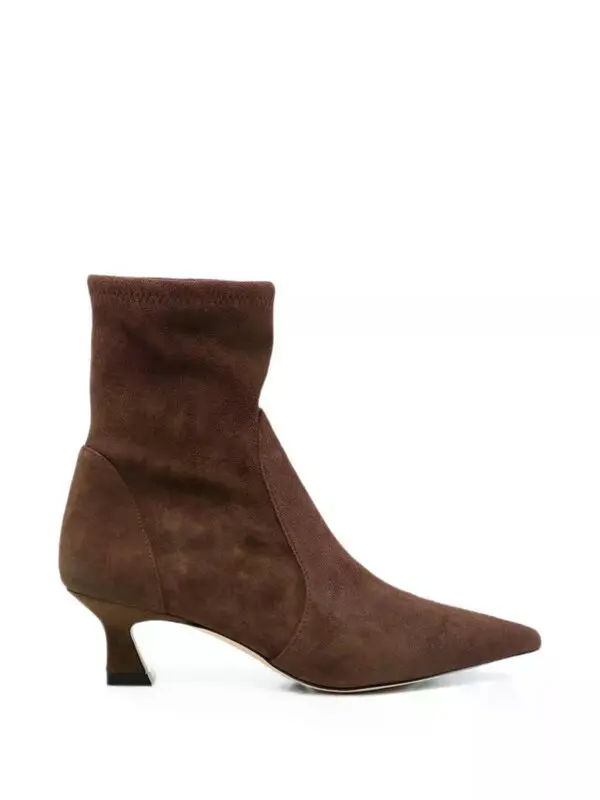 STUART WEITZMAN Pointed-toe Suede Ankle Boots - Brown