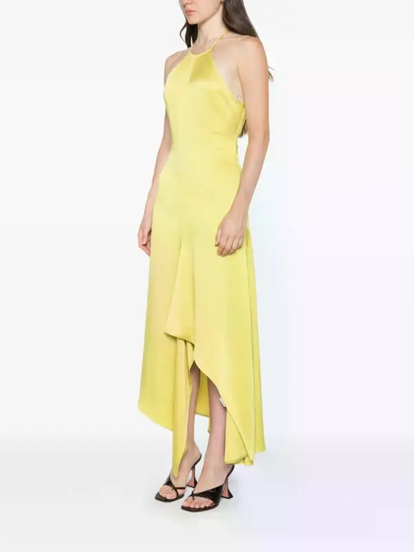 Victoria Beckham Halterneck Draped Asymmetric Dress - Green