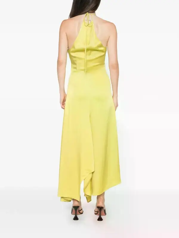 Victoria Beckham Halterneck Draped Asymmetric Dress - Green