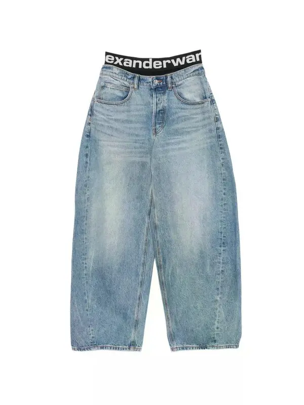 Alexander Wang Logo-waistband Wide-leg Jeans - Blue