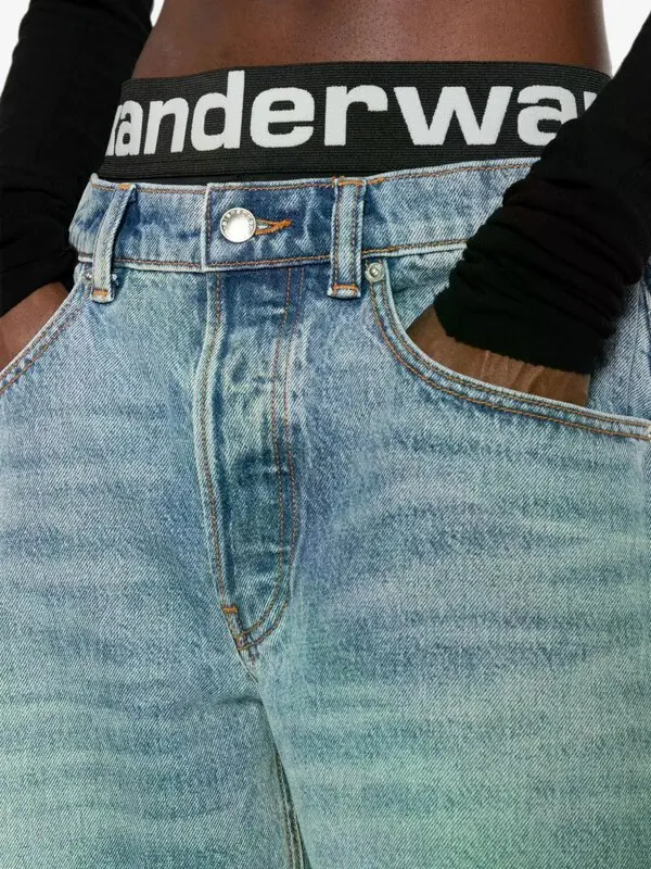 Alexander Wang Logo Waistband Wide-leg Jeans