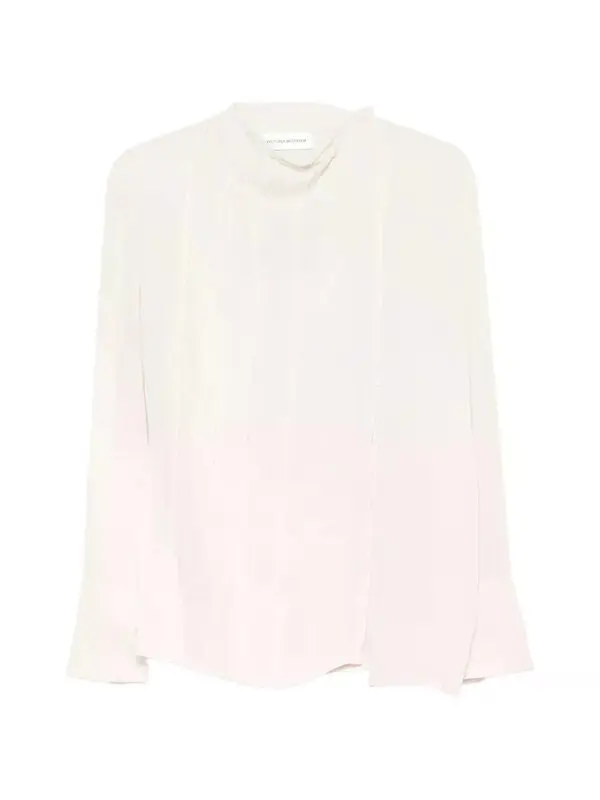 Victoria Beckham Gerogette Draped-collar Blouse - Neutrals