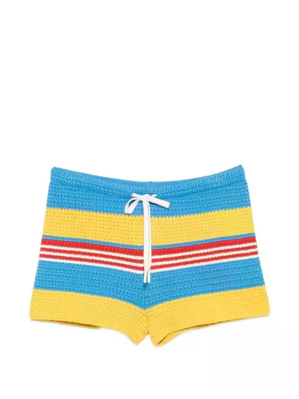Posse Tammy Striped Crochet Shorts - Blue