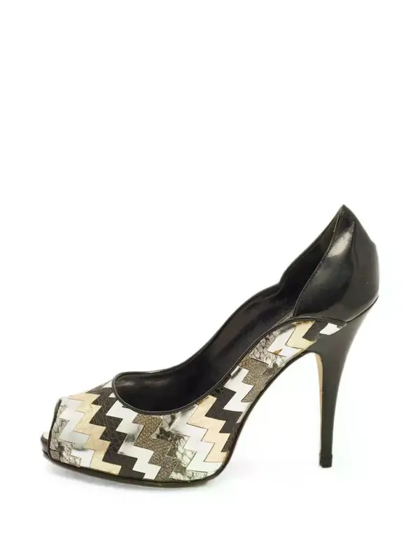 GIUSEPPE ZANOTTI Zigzag Peep-toe Sandals - Black