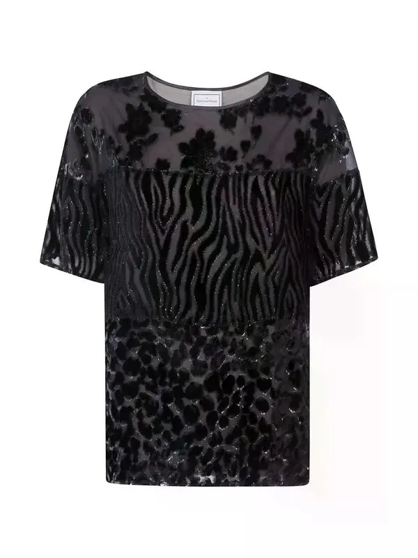 PIERRE-LOUIS MASCIA Patchwork Devoré-effect T-shirt - Brown