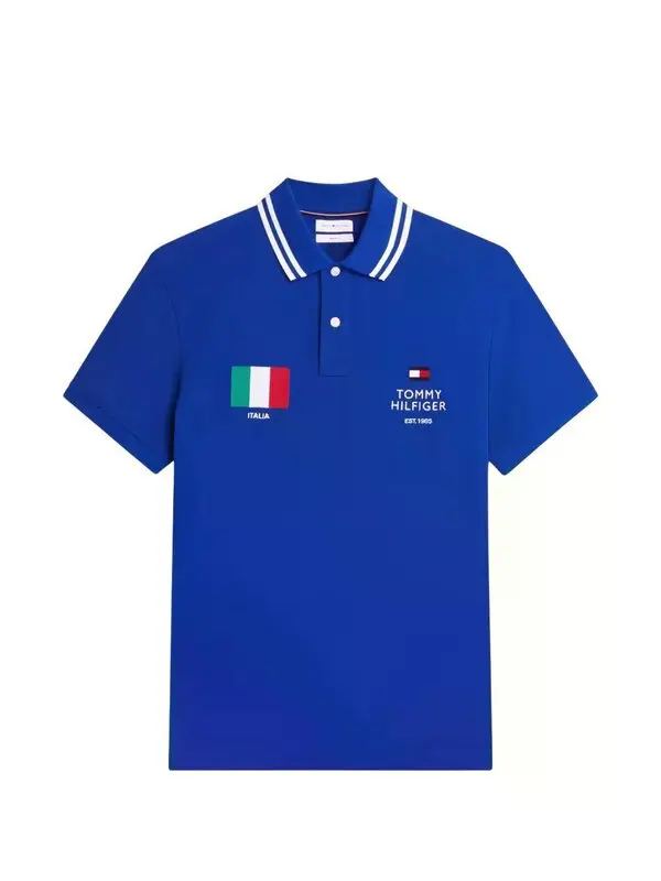 Tommy Hilfiger Logo-embroidered Tipped Polo Shirt - Blue